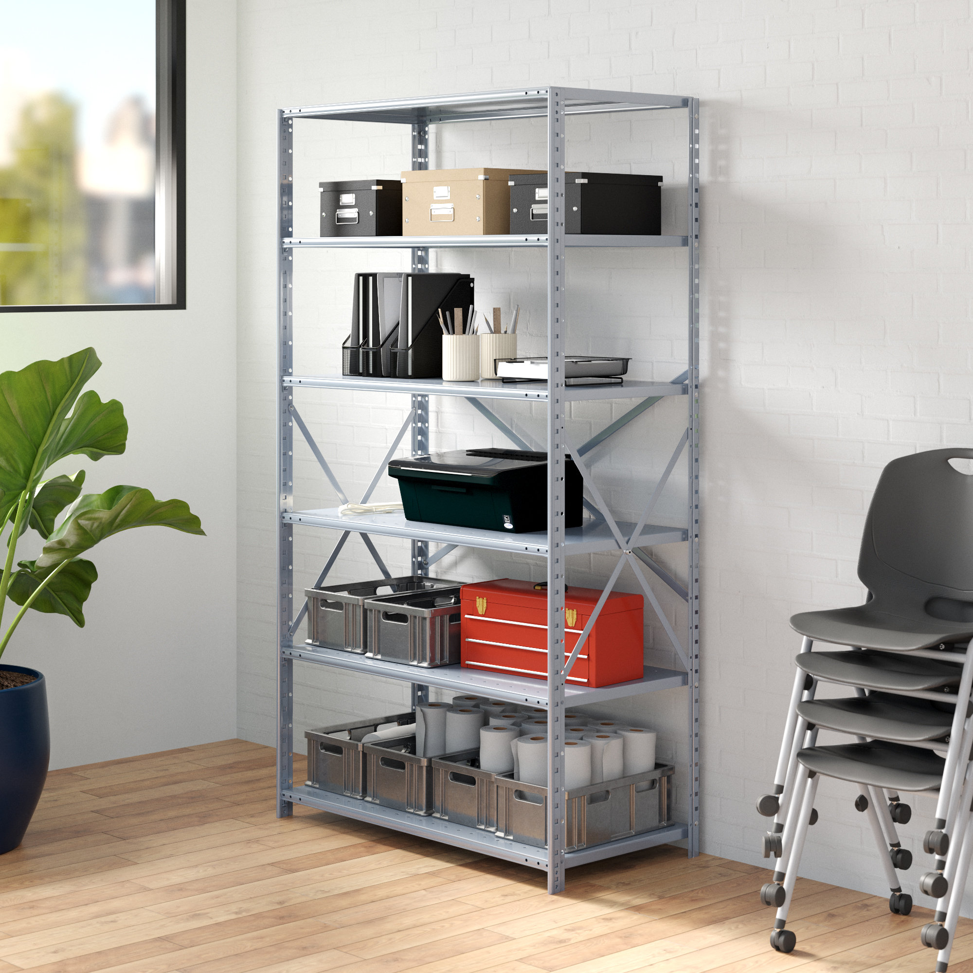 Hallowell Hi-Tech Extra Heavy-Duty Open Type 5 Shelf Shelving Unit ...