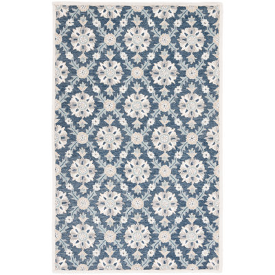Martha Stewart Rugs Damask Handmade Tufted Area Rug in Blue | Wayfair