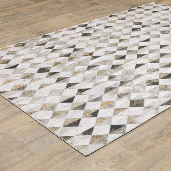 Ebern Designs Kesan Geometric Beige/Brown Area Rug | Wayfair