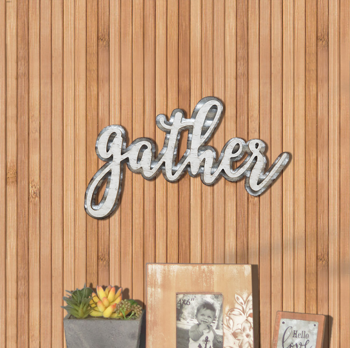 Gracie Oaks Rustic Cutout Gather Word Wall Decor | Wayfair