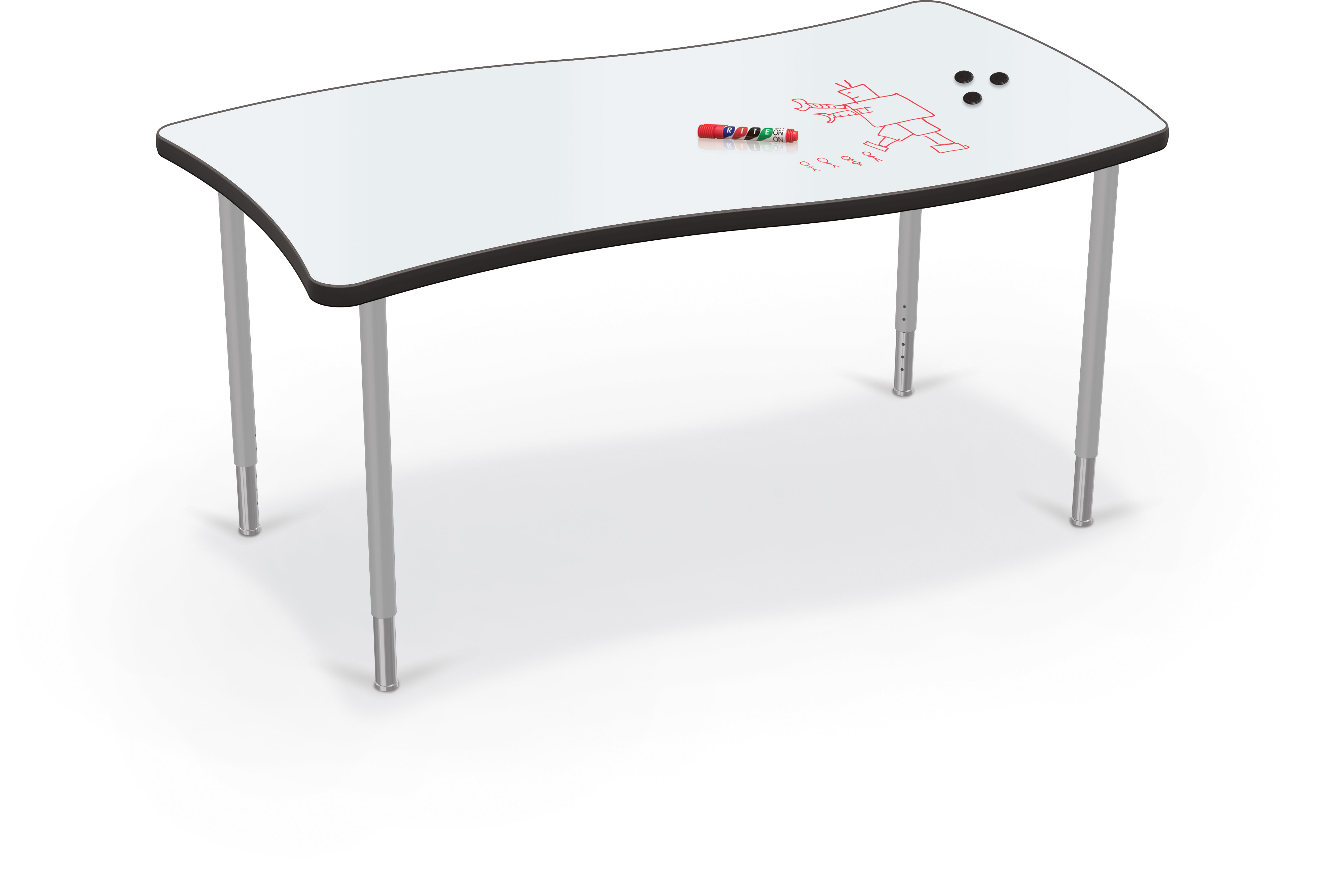 MooreCo Hierarchy Creator Activity Table Porcelain Steel Whiteboard ...