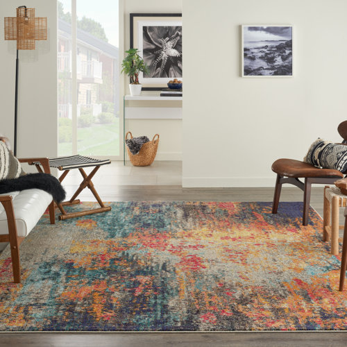 17 Stories Dominic Performance Blue Rug & Reviews | Wayfair