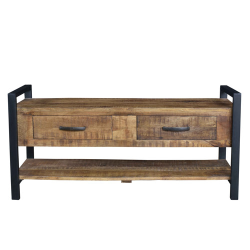 Union Rustic Hanks Wood Storage Bench | Wayfair