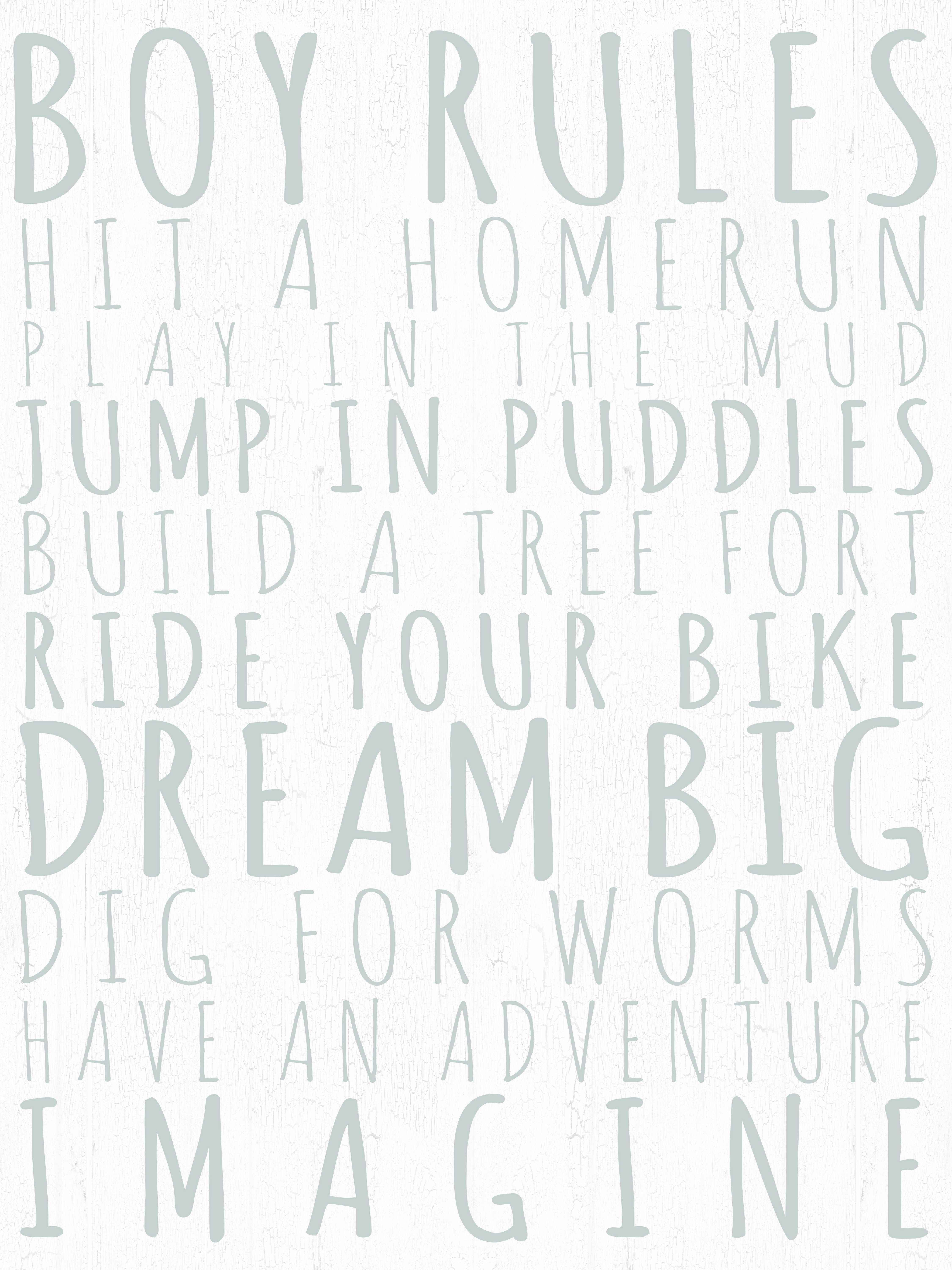 Trinx Boy Rules In Gray - Wrapped Canvas Textual Art | Wayfair