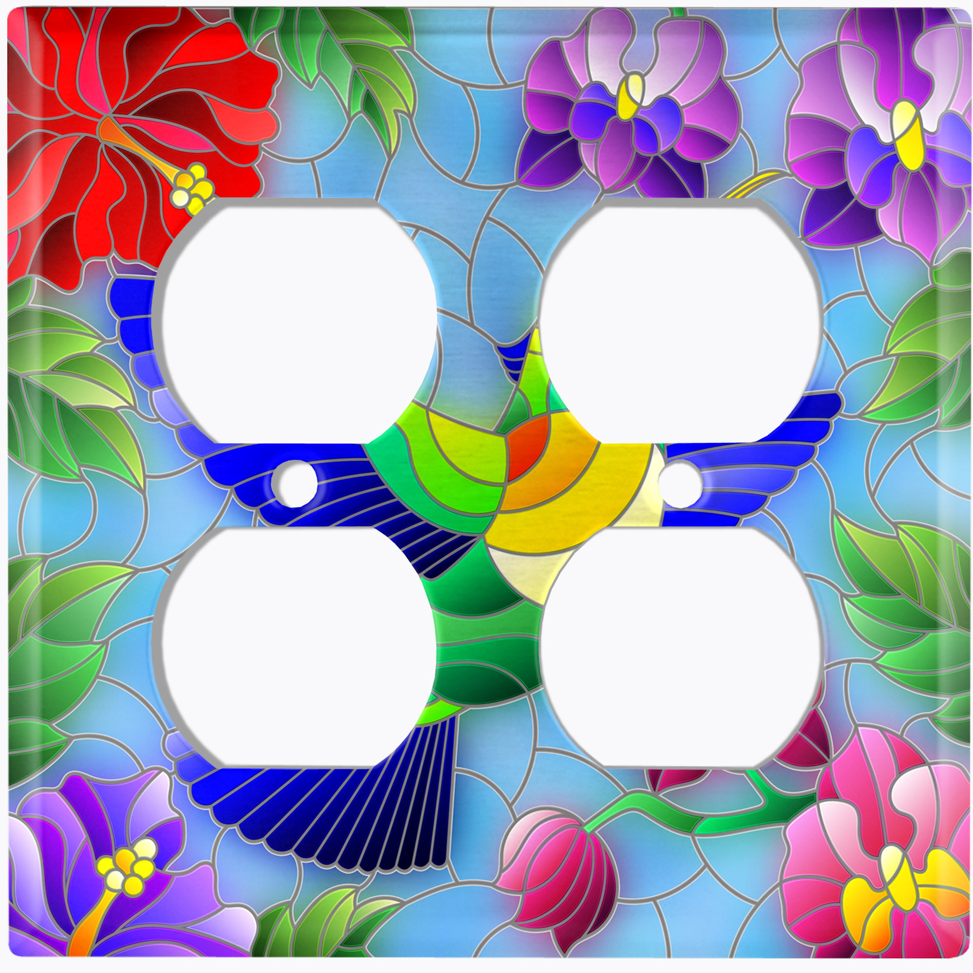 WorldAcc Mosiac Flying Bird Tile Flowers 2-Gang Wall Plate | Wayfair