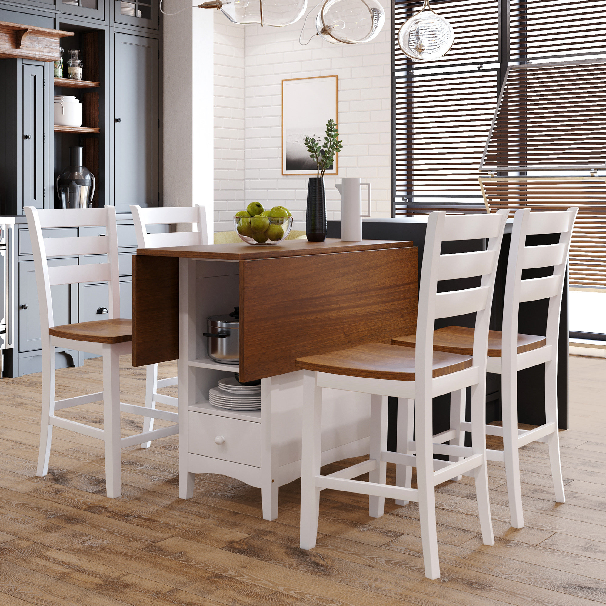 Red Barrel Studio® Ciano Counter Height Drop Leaf Dining Set | Wayfair