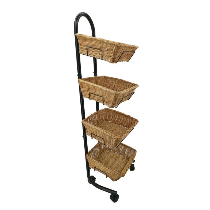 Bayou Breeze® 4 Tier Basket Stand Wicker Basket Bakery Rack Produce ...