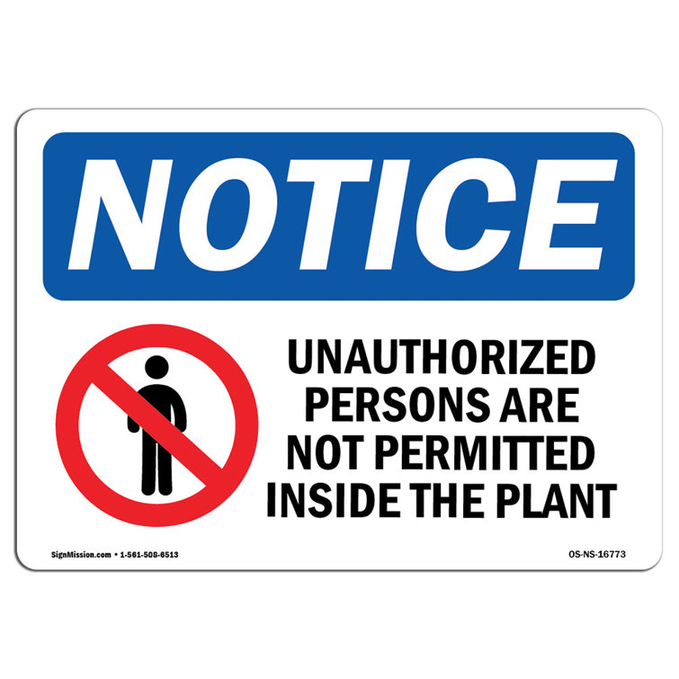 SignMission Notice Unauthorized Personnel Are Not Permitted Sign | Wayfair