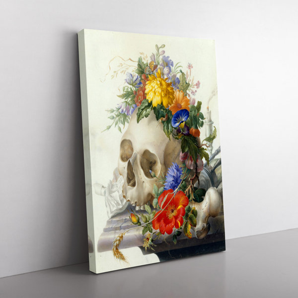 Maturi Skull with Flowers Vol.2 by Herman Henstenburgh - Wrapped Canvas ...