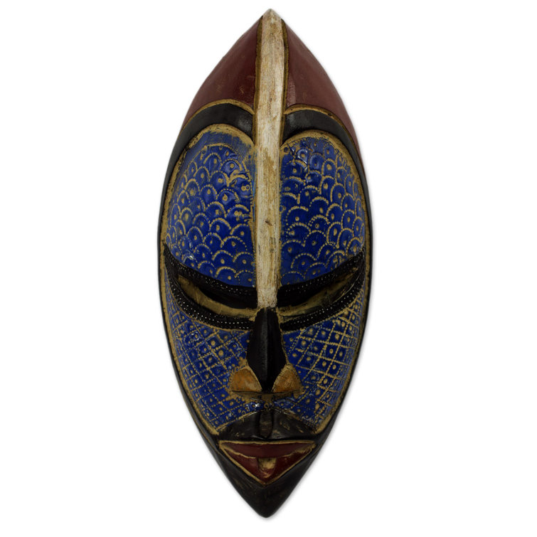 World Menagerie Artisan Crafted Blue African Mask Wall Decor | Wayfair