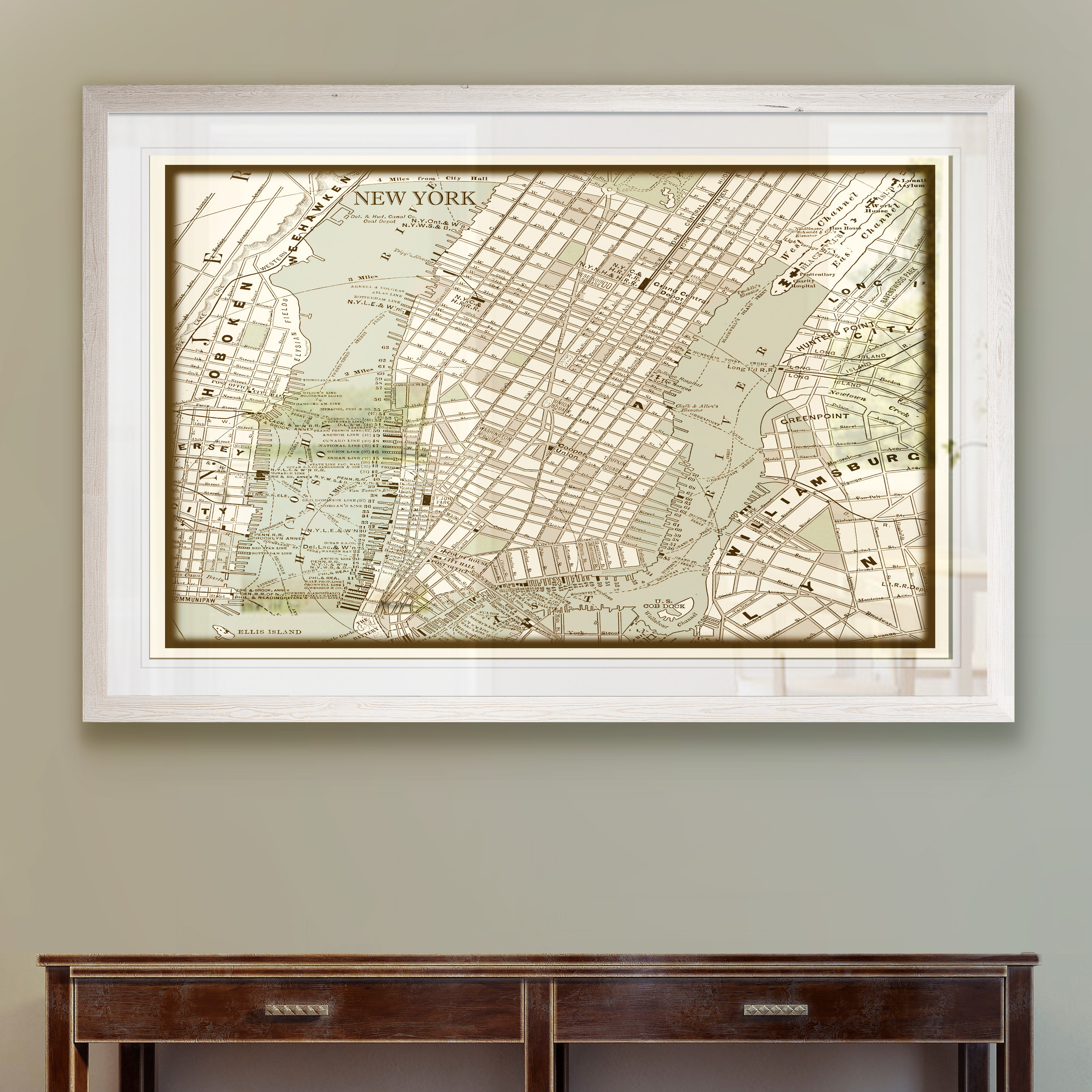 Canora Grey Custom Sepia Map Of New York City Framed by Paul Cezanne ...
