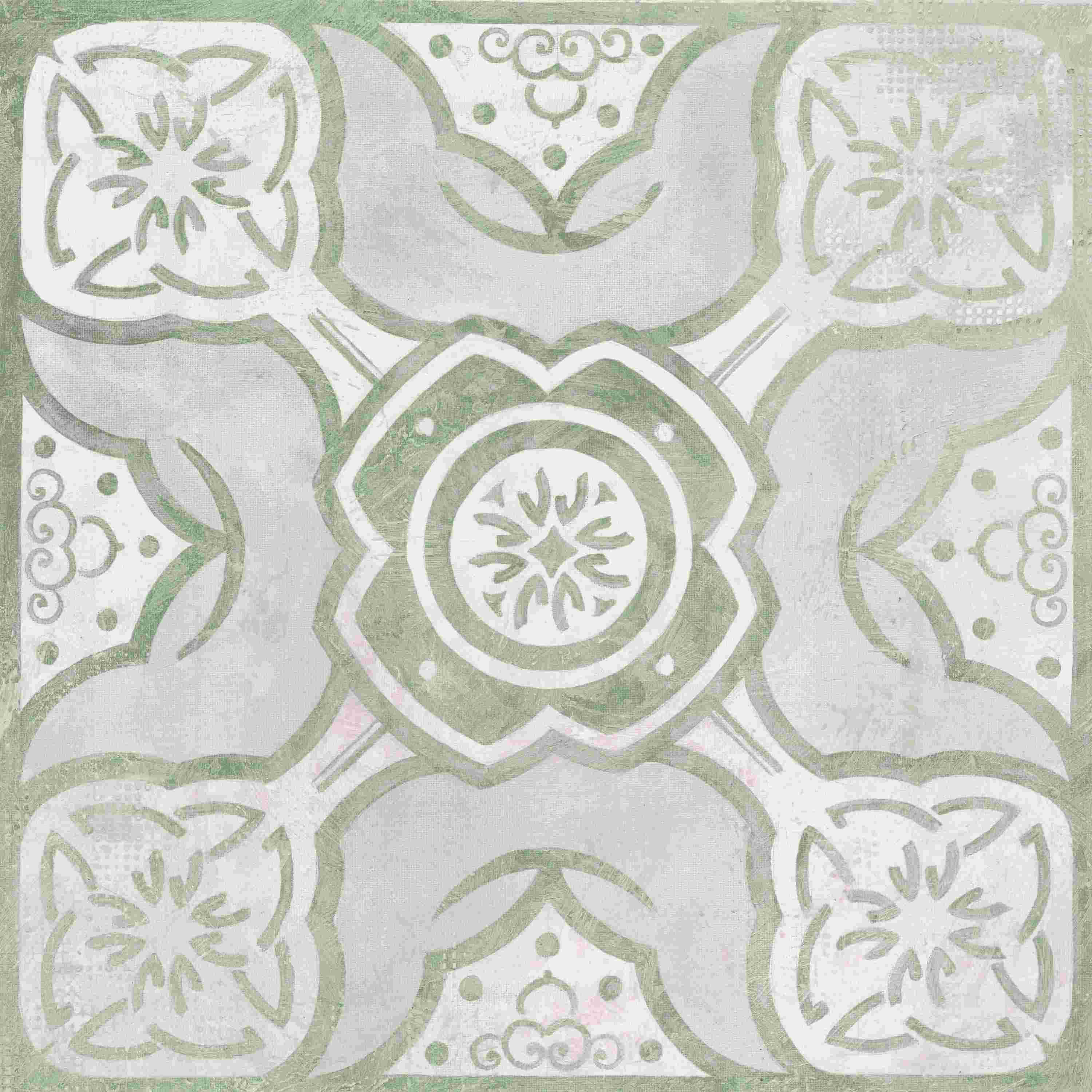 Canora Grey Grey And Light Sage Italian Tile Fresco - Wrapped Canvas ...