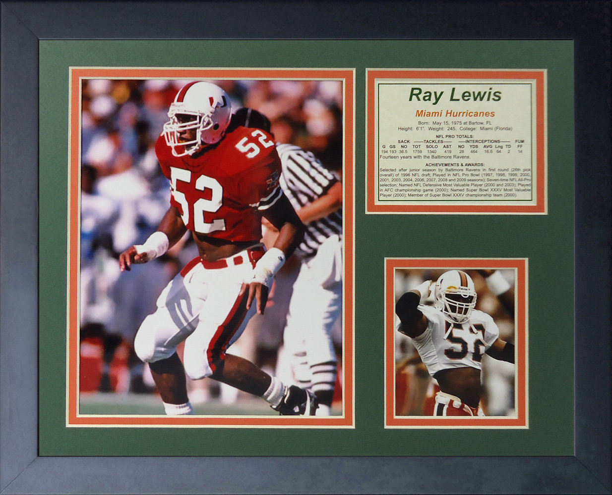 Legends Never Die Ray Lewis - Miami Hurricanes Framed Memorabilia | Wayfair