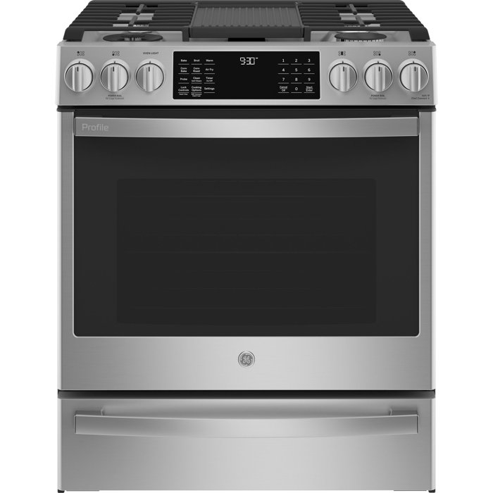 GE Profile™ 30" 5.7 Cubic Feet Smart Dual Fuel Slide-in Convection ...