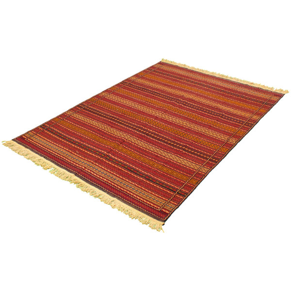 Foundry Select Handmade Flatweave Wool Dark Red/Orange Rug | Wayfair