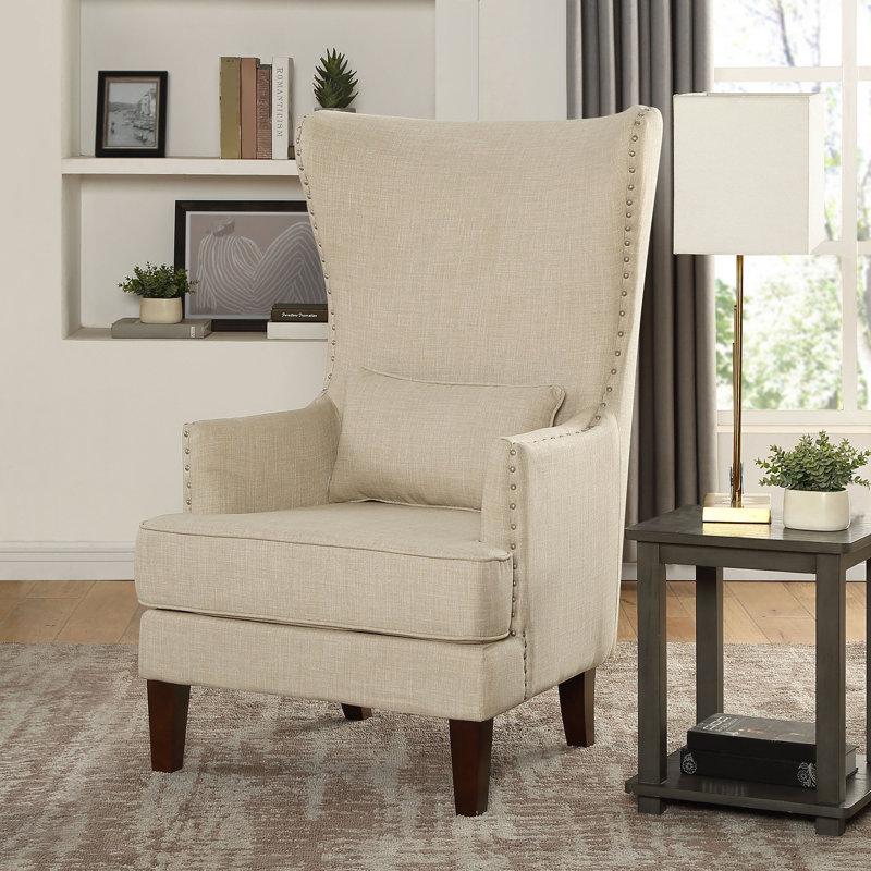 Winston Porter Iqubal Kori Wingback Accent Chair With Nailhead Trim ...