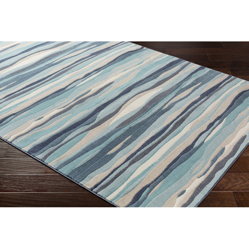 Highland Dunes Mote Performance Aqua/Beige Rug & Reviews | Wayfair