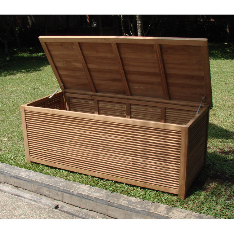 Teak Smith Water Resistant Teak Solid Wood Deck Box in Natural ...