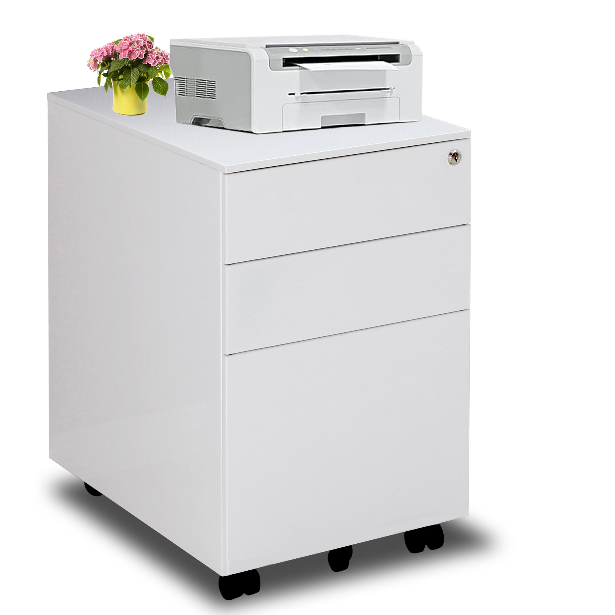 Inbox Zero Katheine 17.7'' Wide 3 -Drawer Mobile Steel Vertical Filing ...