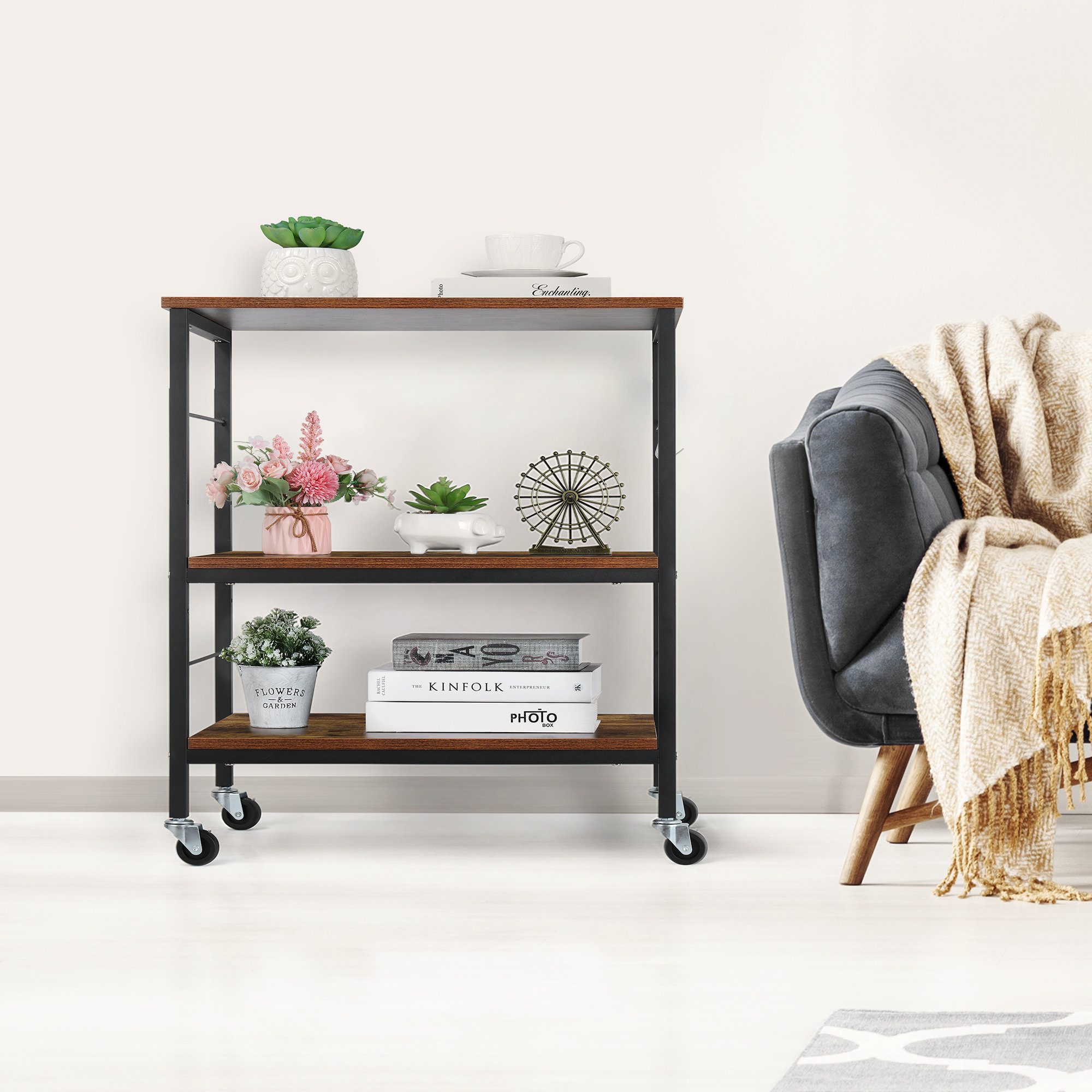 17 Stories 28" H X 16" W X 23" D 3 Tiers Kitchen Cabinet Rack | Wayfair