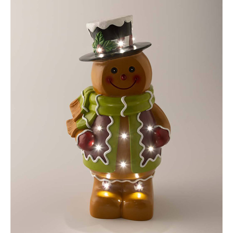 Plow & Hearth Lighted Gingerbread Boy Shorty Statue | Wayfair