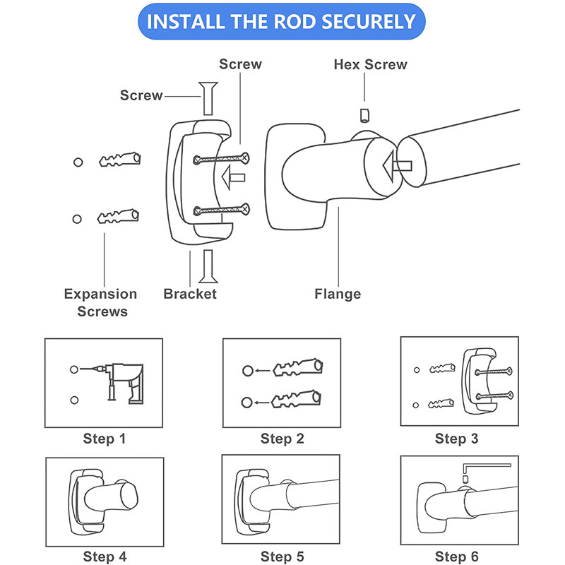 PURELIFE INC 72" Adjustable Curved Fixed Shower Curtain Rod & Reviews ...