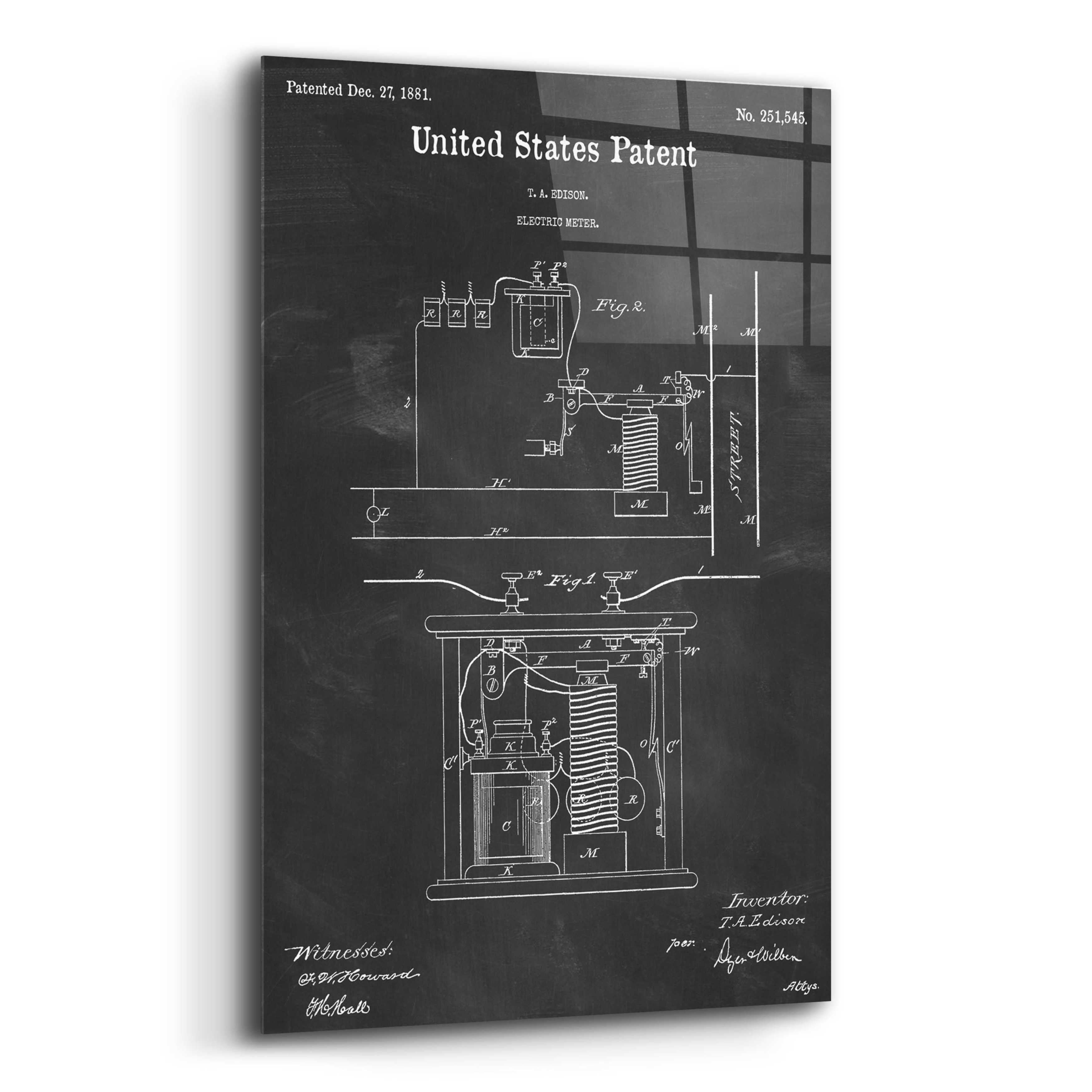 17 Stories Edison Electric Meter Blueprint Patent Chalkboard - Graphic ...