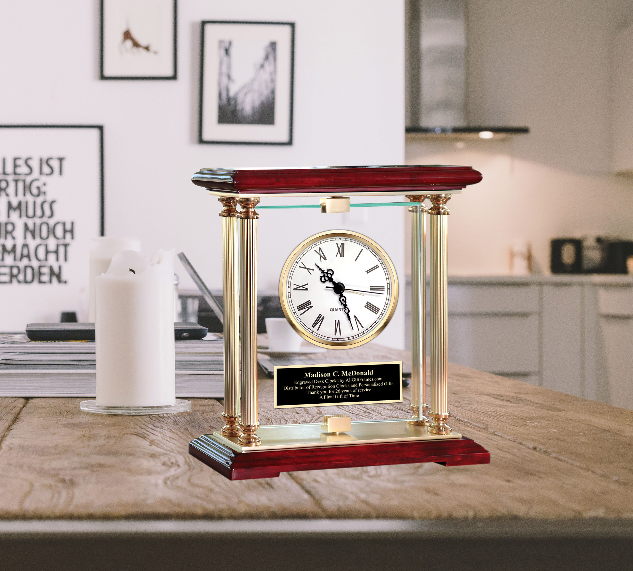 AllGiftFrames Personalized 360 Degrees Spinning Glass Clock Case With ...