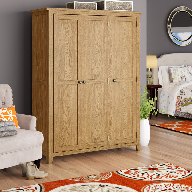 Three Posts North Castle 3 Door Solid Wood Wardrobe & Reviews | Wayfair ...