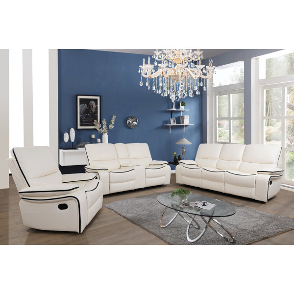 Red Barrel Studio® Nancy 3 Pieces Faux Leather Living Reclining Sets ...