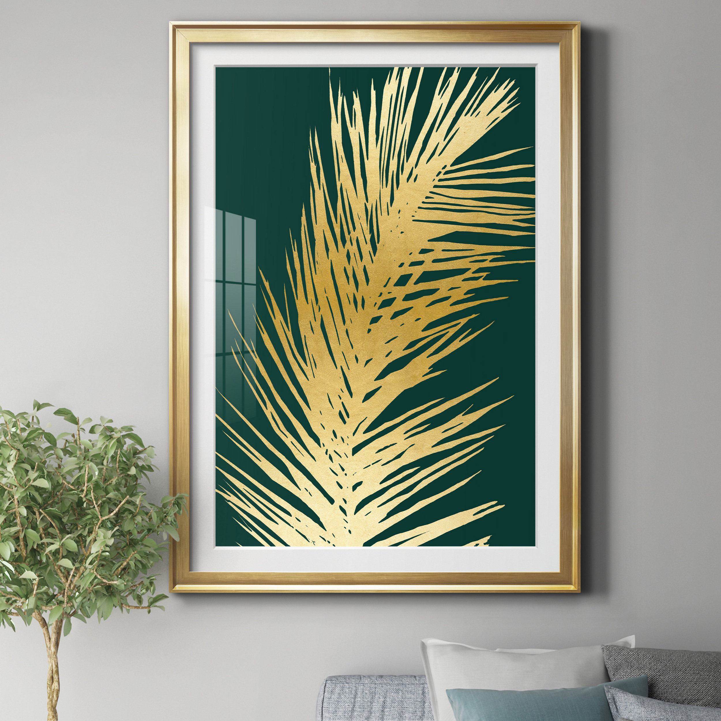Bayou Breeze Emerald Palm II - Picture Frame Print | Wayfair