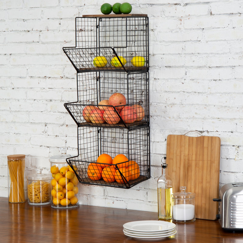 MyGift Wall Storage Organizer with Basket | Wayfair