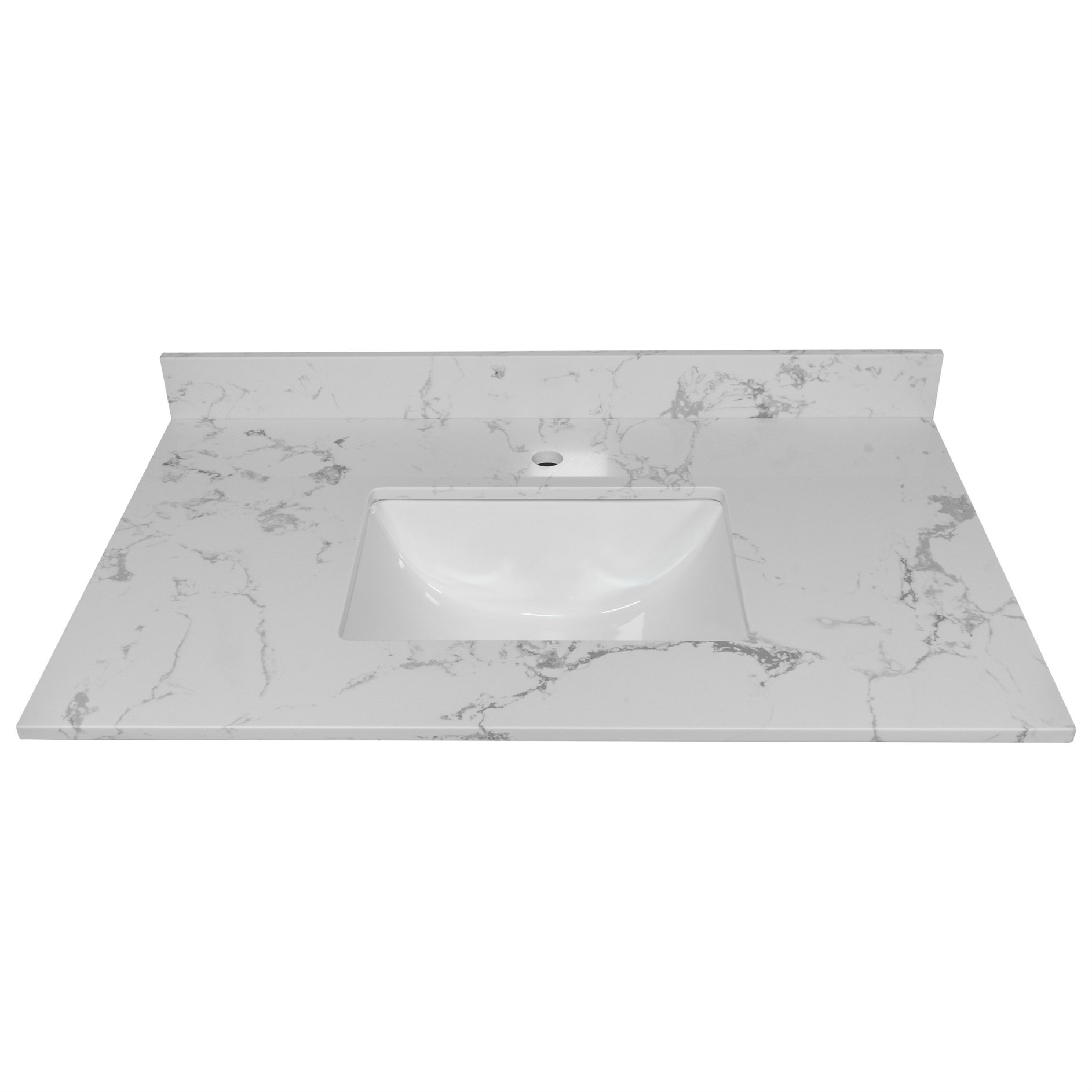 Modern Luxe Furniture 37'' Single Bathroom Vanity Top in White Stone ...