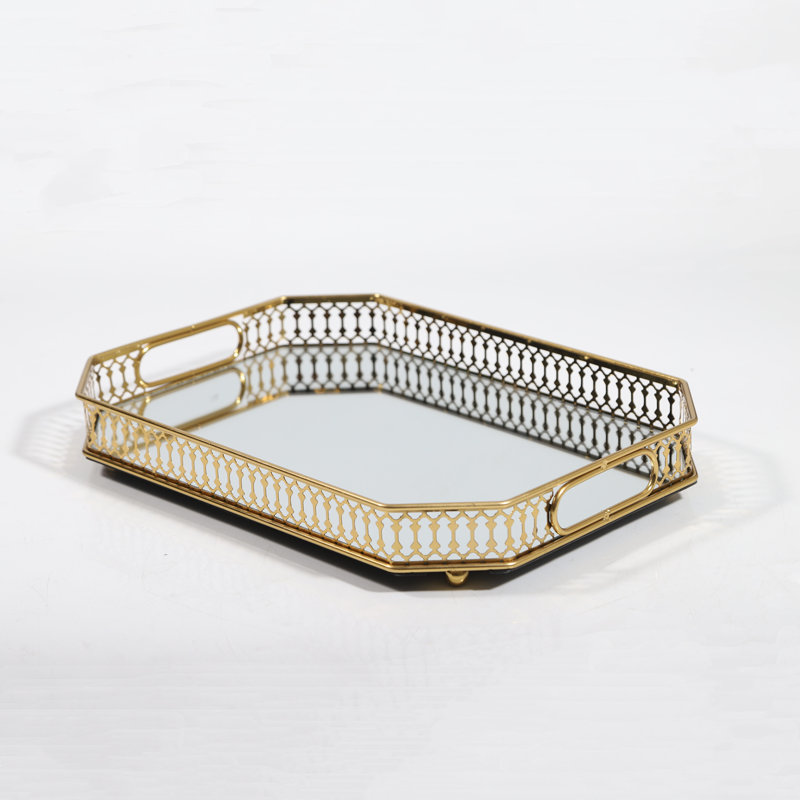 Everly Quinn Vintage Metal Octagon Mirror Surface Tray (Rectangle ...