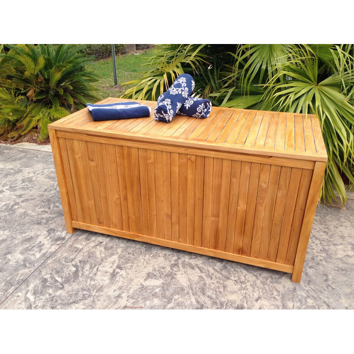 Bay Isle Home™ Everleigh Water Resistant Teak Solid Wood Deck Box in ...