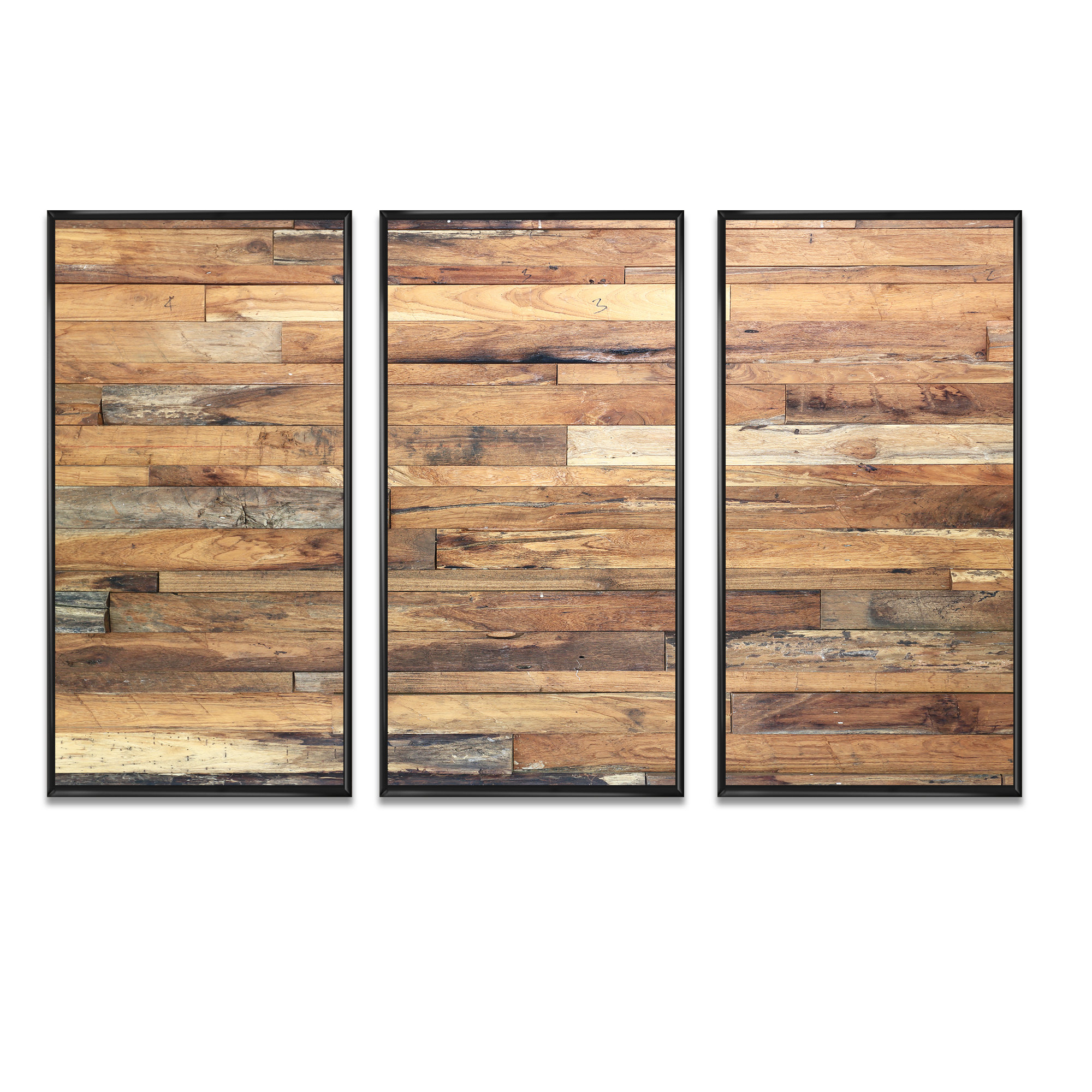 Millwood Pines Brown Wood Texture - 3 Piece Floater Frame Print on ...