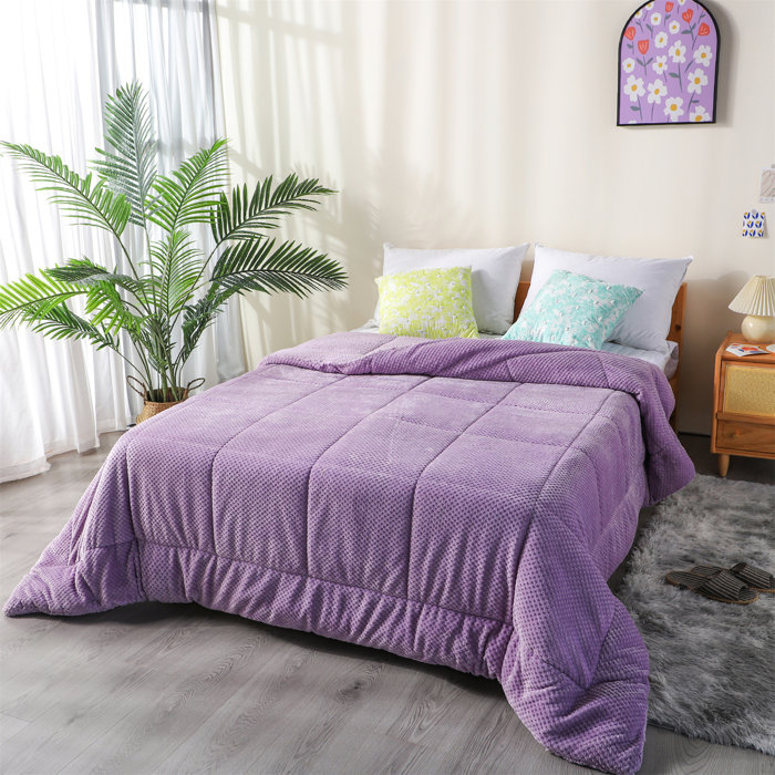 DOMDEC Luxury Flannel Fleece Comforter Plush Sherpa Back - Machine ...