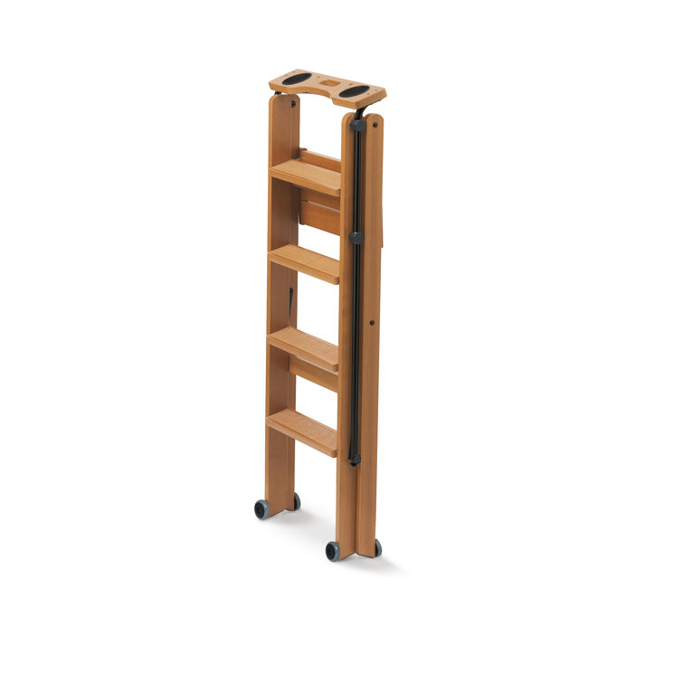 Union Rustic Bella 5.31 ft Wood Step Ladder with 265 lb. Load Capacity ...