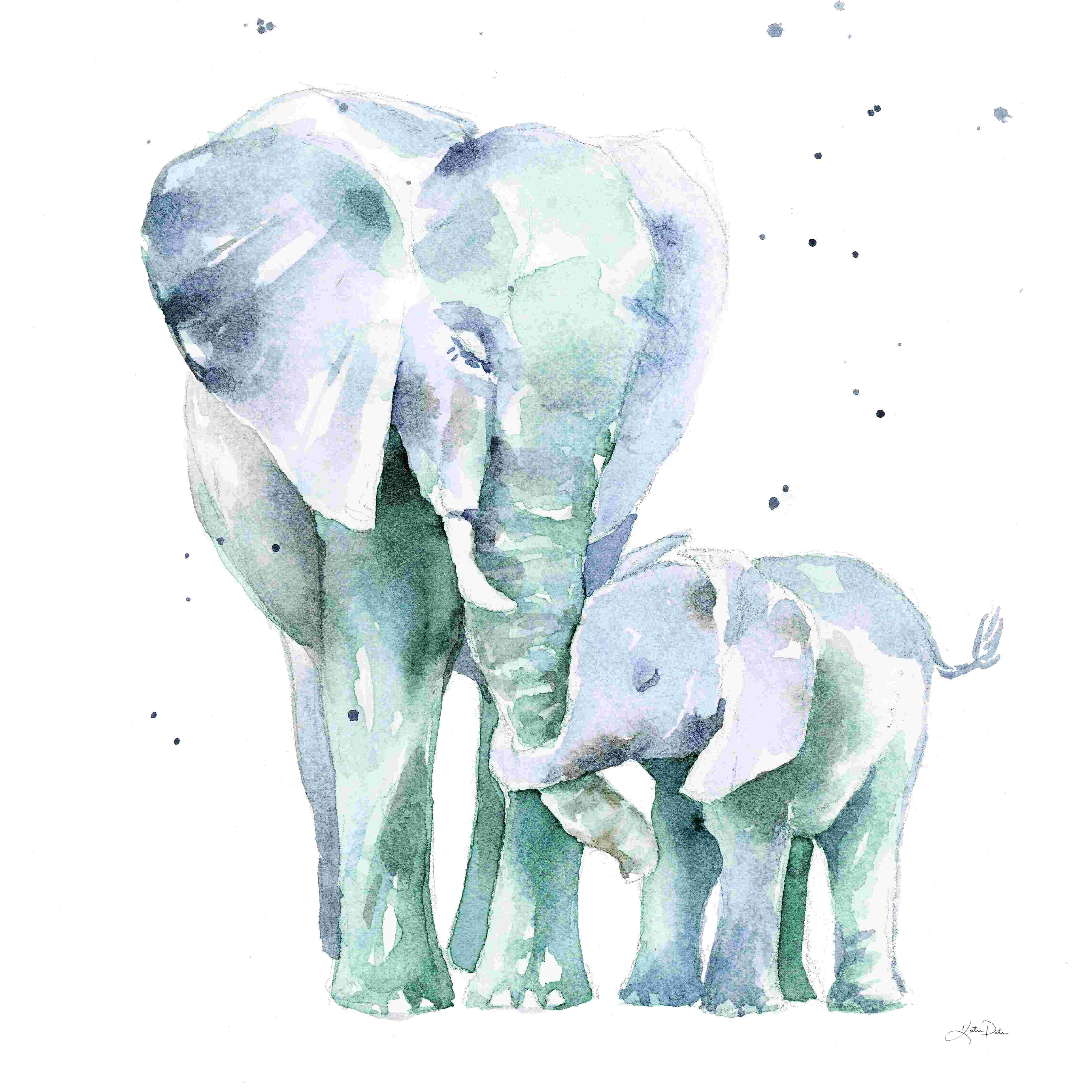 Bungalow Rose Mama Elephant by Katrina Pete - Wrapped Canvas | Wayfair