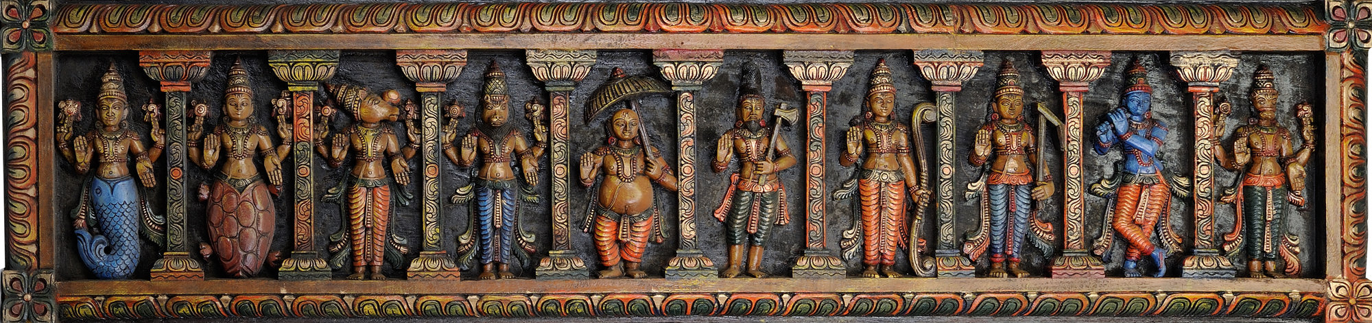 Exotic India Dashavatara Panel Of Bhagawana Vishnu(From The Left ...