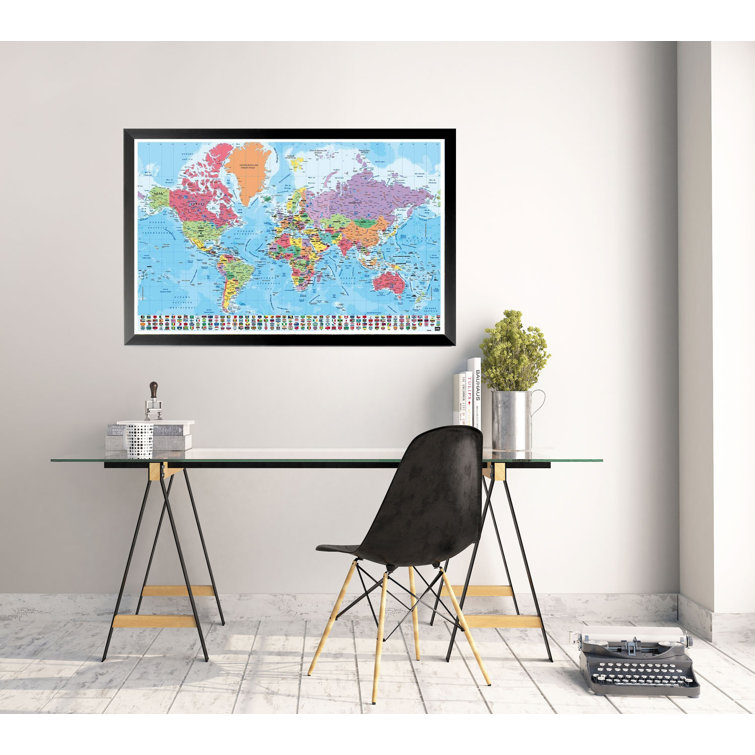 Trinx FRAMED Colorful World Map 36x24 MAPS Art Print Poster Maps of the ...
