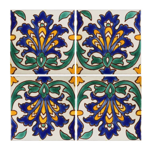 Casablanca Market Mediterranean 4" x 4" Ceramic Carthage Decorative ...