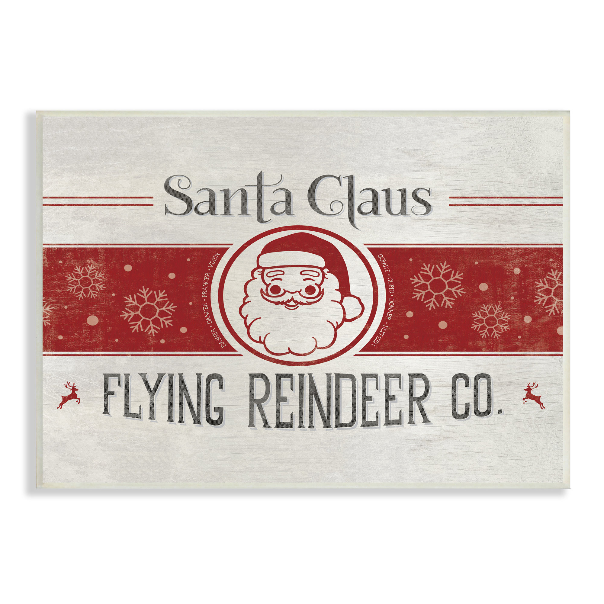 Stupell Industries Playful Santa Claus Sign Red Striped Snowflake ...