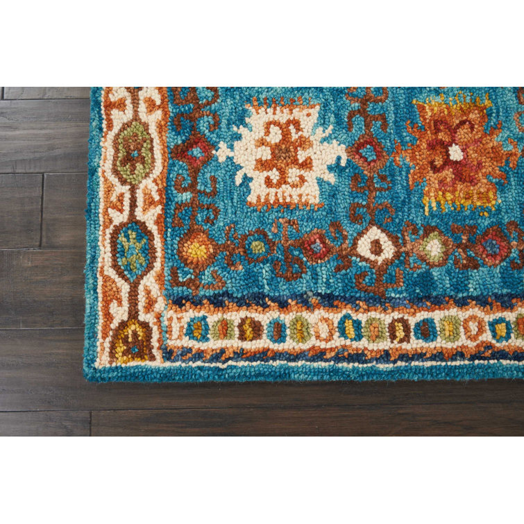 Bungalow Rose Handmade Hand Tufted Wool Teal/Orange Rug | Wayfair