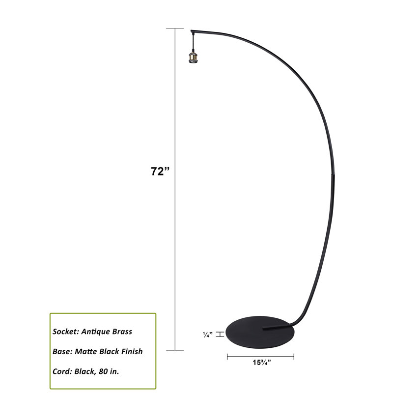 Latitude Run® Jameire 72'' Matte Black Arched/Arc Floor Lamp | Wayfair
