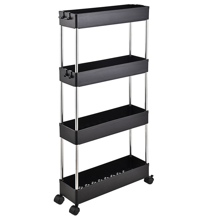 ARC 4-Tier Slim Storage Cart Mobile Shelving Unit Rolling Cart with ...