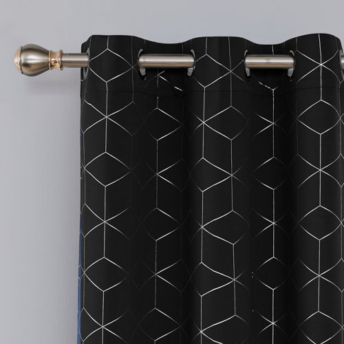 Deconovo Silver Diamond Pattern Curtain Pair | Wayfair