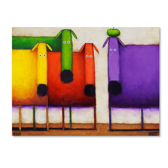 Trademark Art Daniel Patrick Kessler Rainbow Dogs On Canvas by Daniel ...