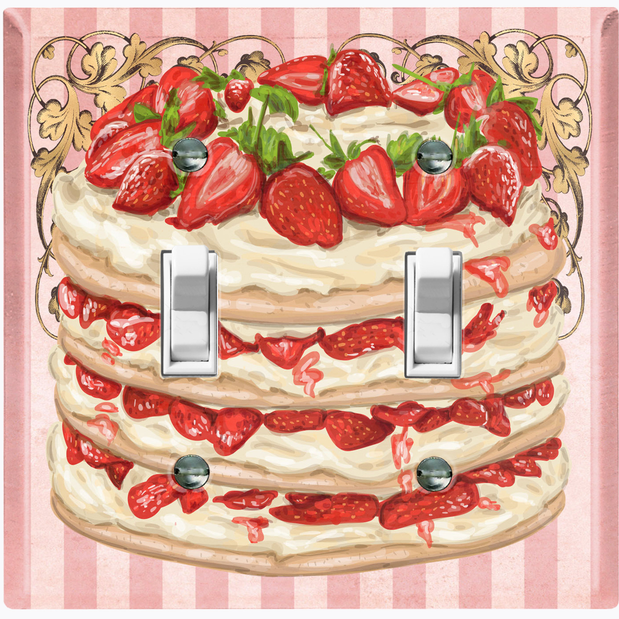 WorldAcc Strawberry Layered Cake 2-Gang Toggle Light Switch Wall Plate ...
