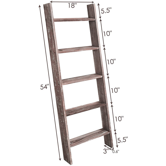 Foundry Select 4.5 ft Rustic Wood Decorative Blanket Ladder Farmhouse ...